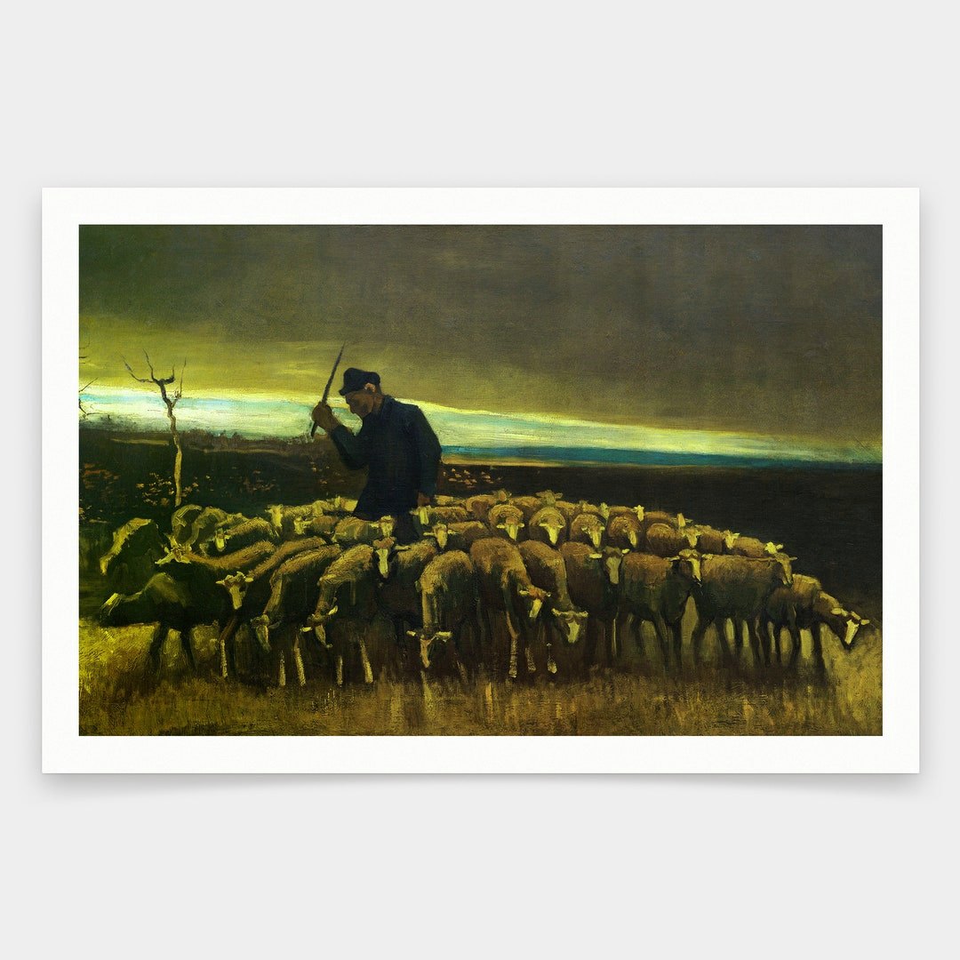 Pastor con rebaño de ovejas de Vincent van Gogh - Museo Soumaya